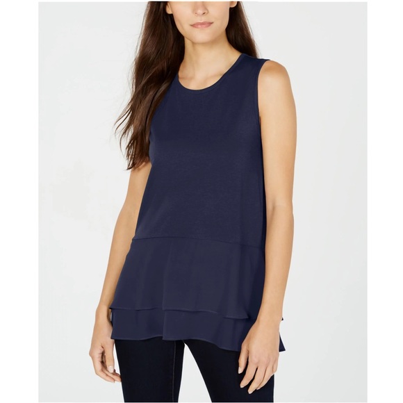 Michael Kors | Tops | Michael Michael Kors Navy Blue Tiered Layered ...
